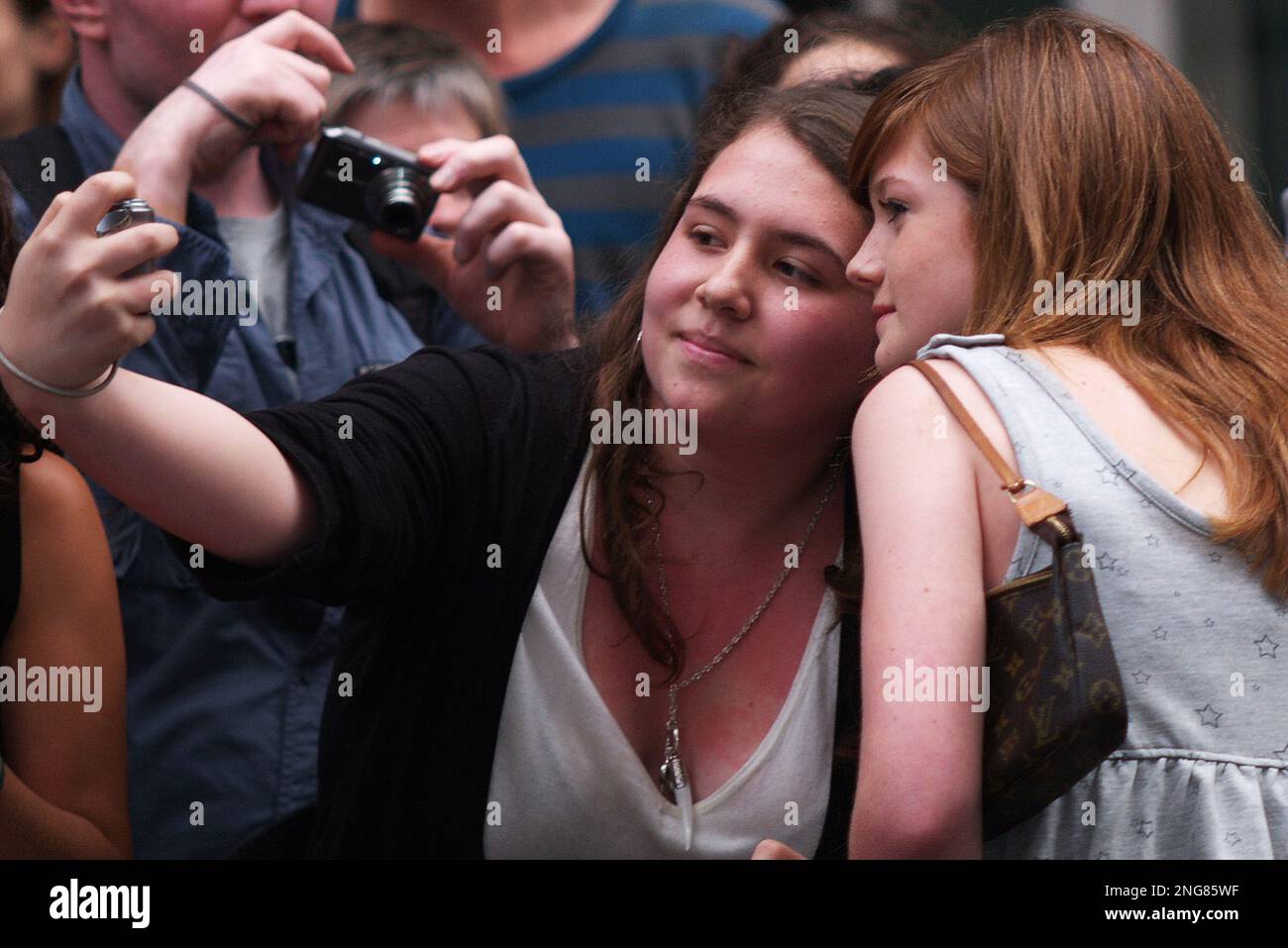 British actress Bonnie Wright, right, star of the Harry Potter films ...