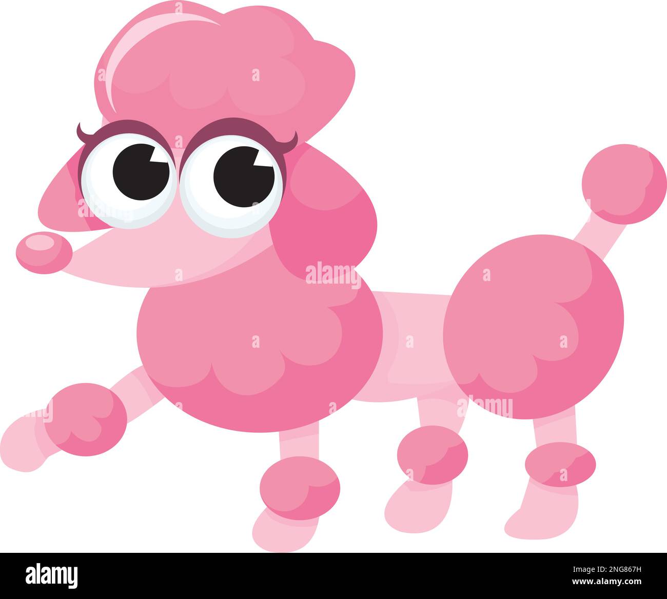 A cartoon vector illustration of a cute little pink poodle dog Stock ...