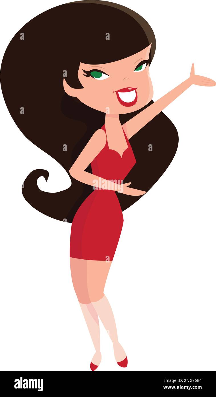 A cartoon vector illustration of a cute cartoon retro pin up girl ...