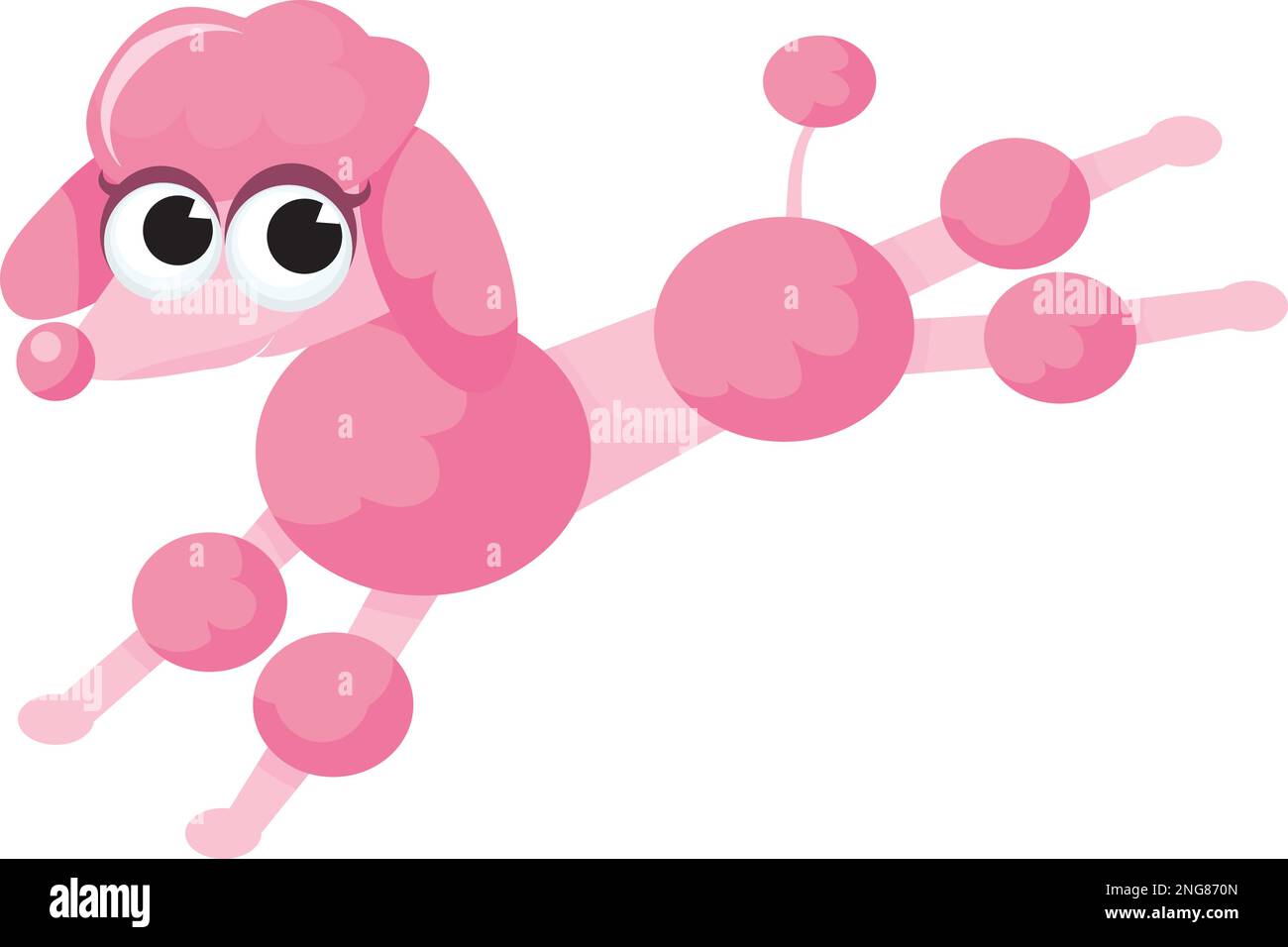 A cartoon vector illustration of a cute little pink poodle dog leaping ...