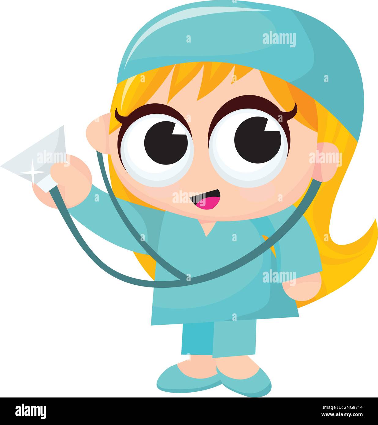 A cartoon vector illustration of a cute blonde female doctor Stock ...