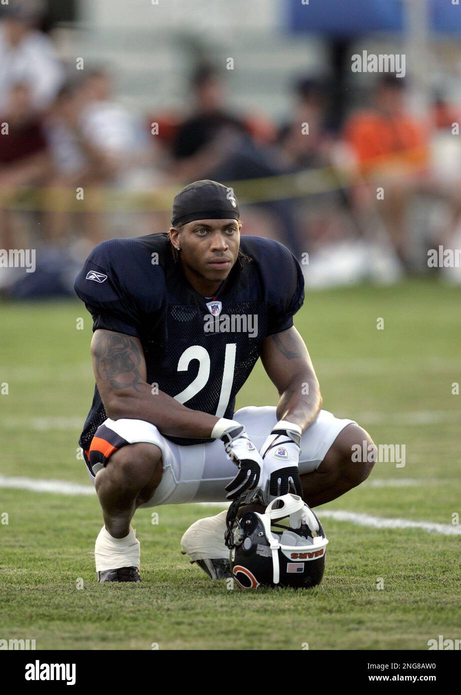 Chicago Bears cornerback Dante Wesley takes a breather during the team ...