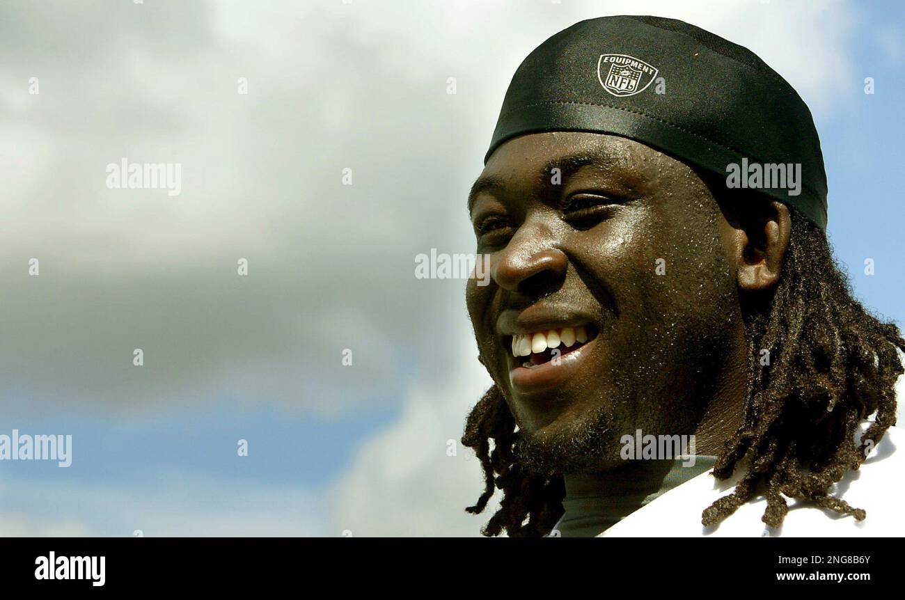 Davin Joseph comes off the field after his first practice with the ...