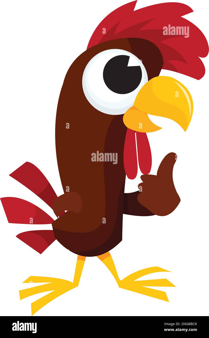 A cartoon vector illustration of a happy rooster chicken standing doing ...