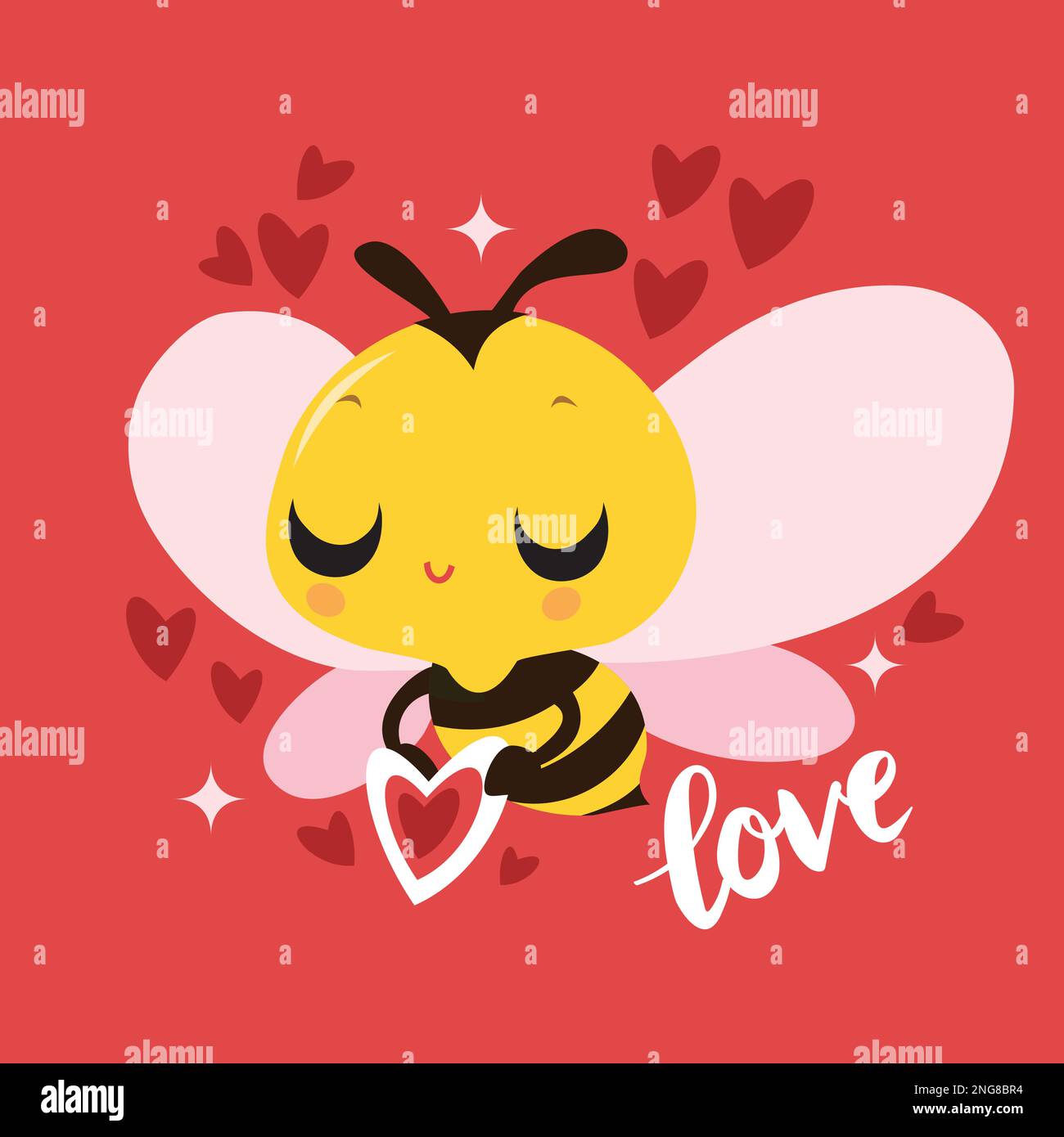 A Cartoon Vector Illustration Of A Cute Honey Bee In Love Stock Vector