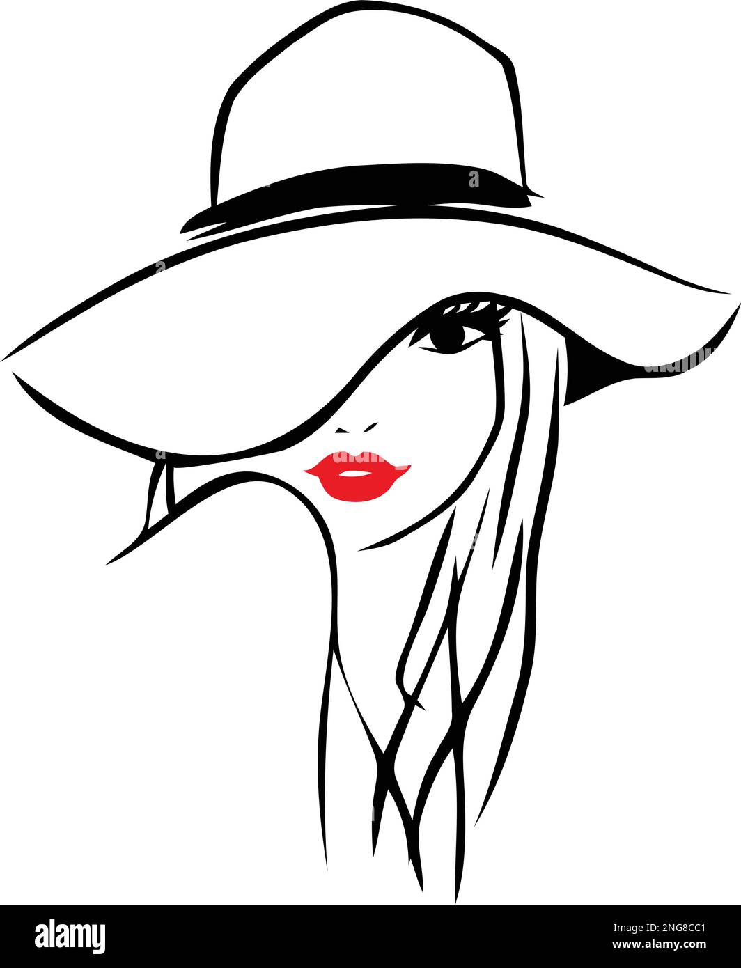 Girl wearing floppy hat Stock Vector Images - Alamy