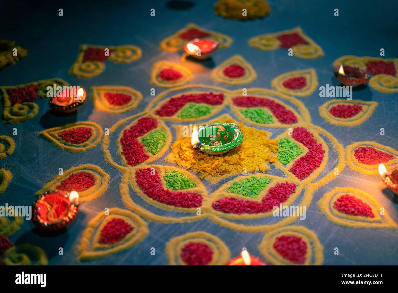 Happy Diwali - Diya lamps lit during diwali celebration Stock Photo - Alamy