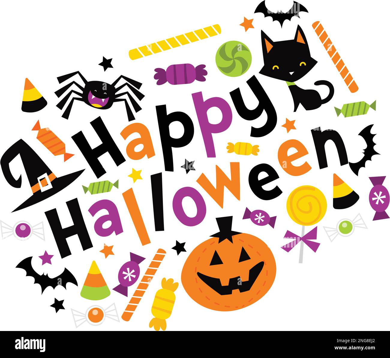 Cartoon illustration words happy halloween hi-res stock photography and ...