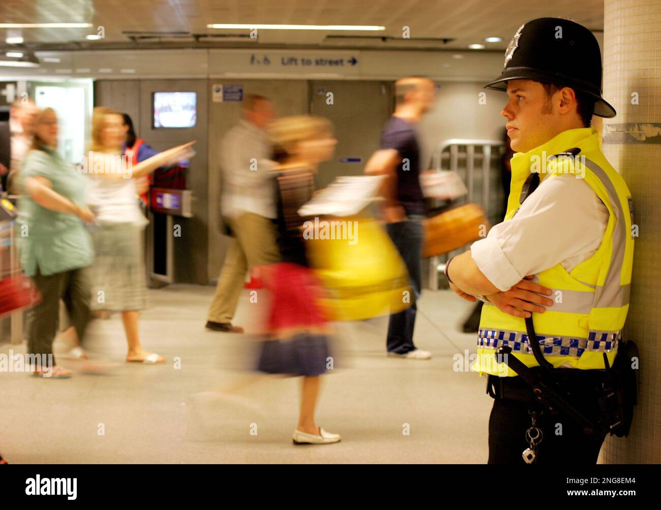 Police officers on duty at the underground station at Kings Cross on ...