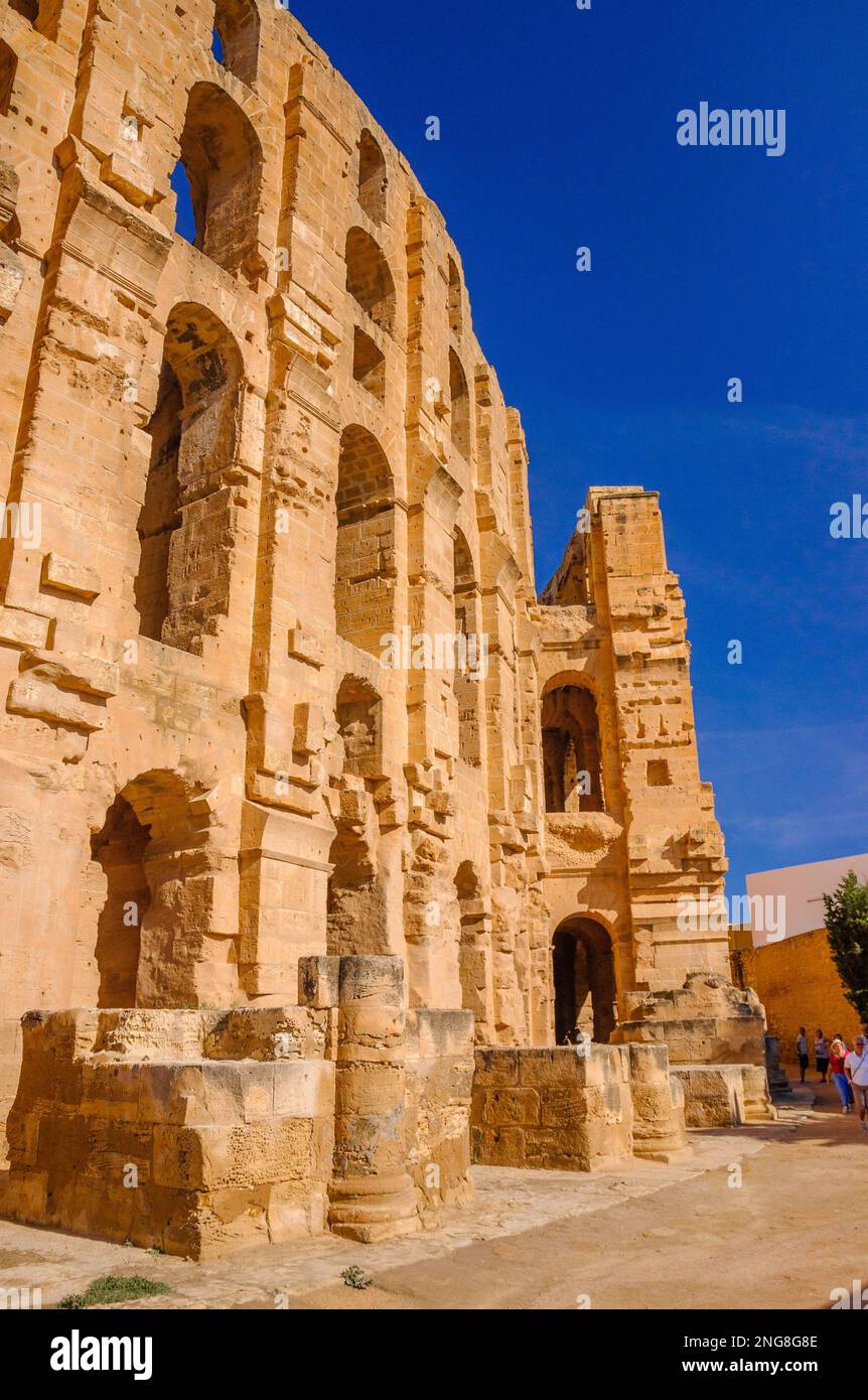 Ruins of the largest coliseum in North Africa. El Jem,Tunisia, UNESCO ...