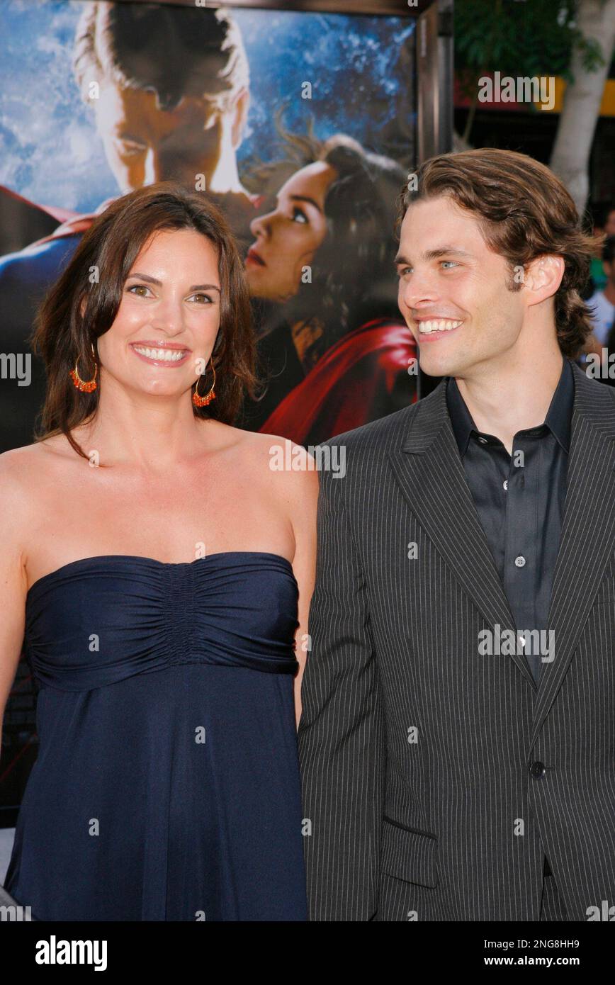 Actor James Marsden, right, arrives with a guest for the premiere of ...