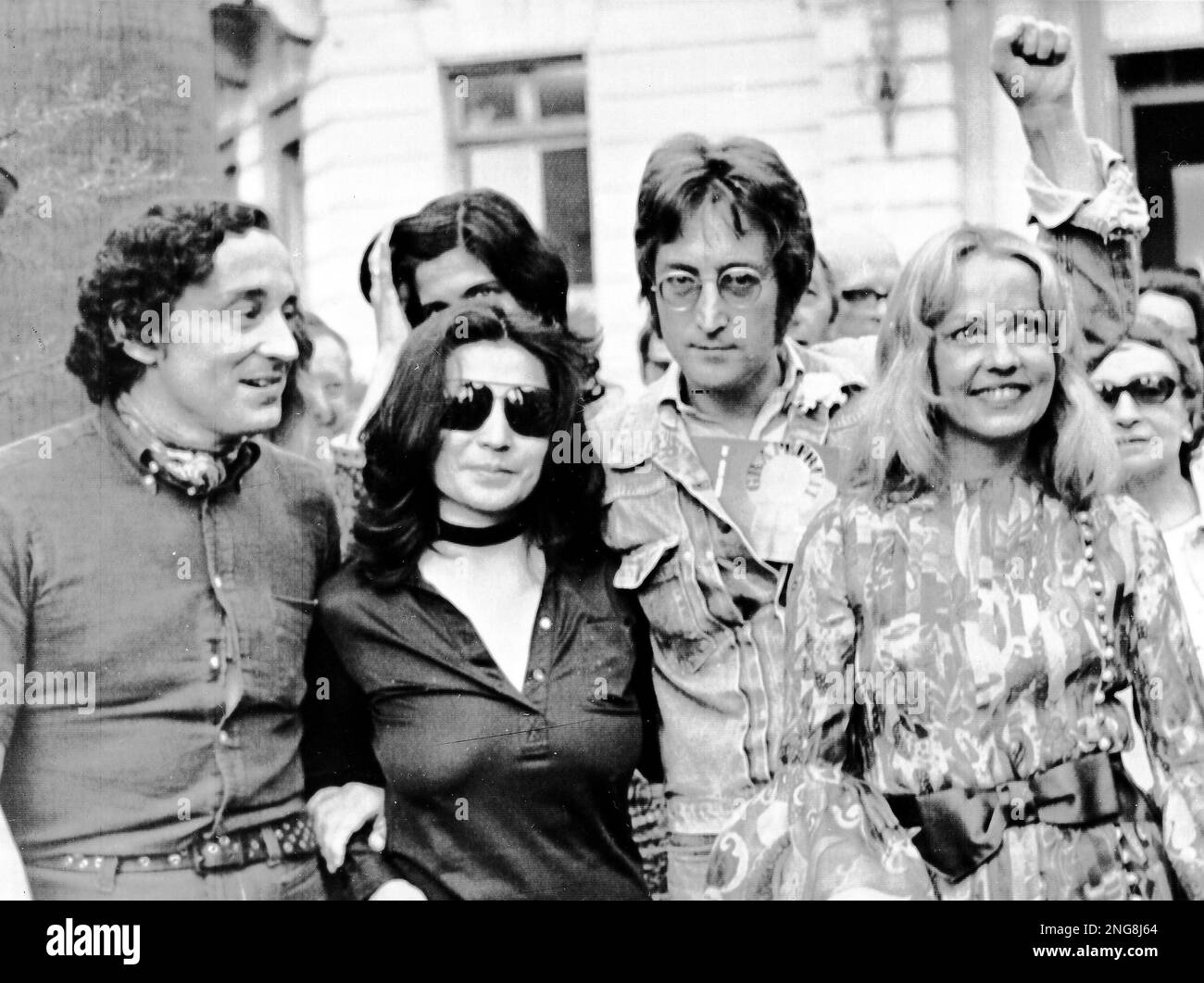 French film director Louis Malle, left, with John Lennon of the Beatles ...