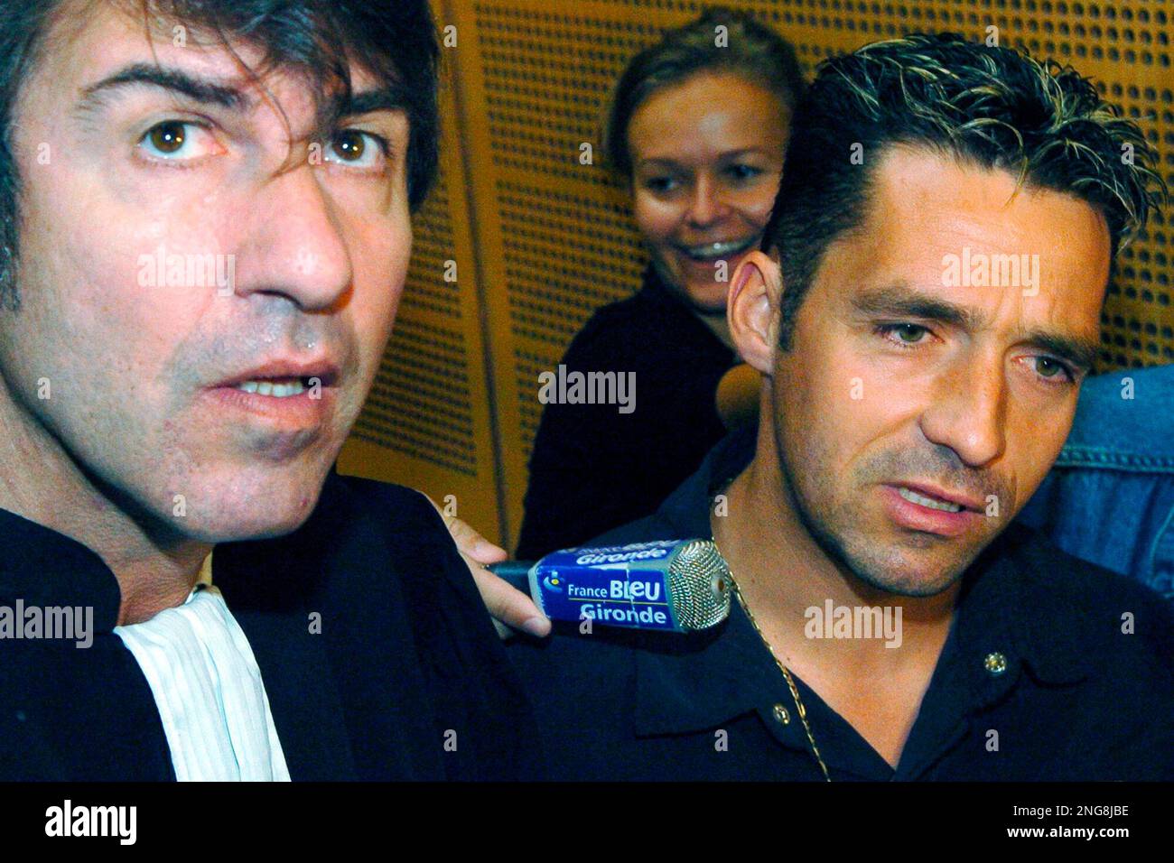 Former professional cyclist Laurent Roux, right, and his lawyer ...