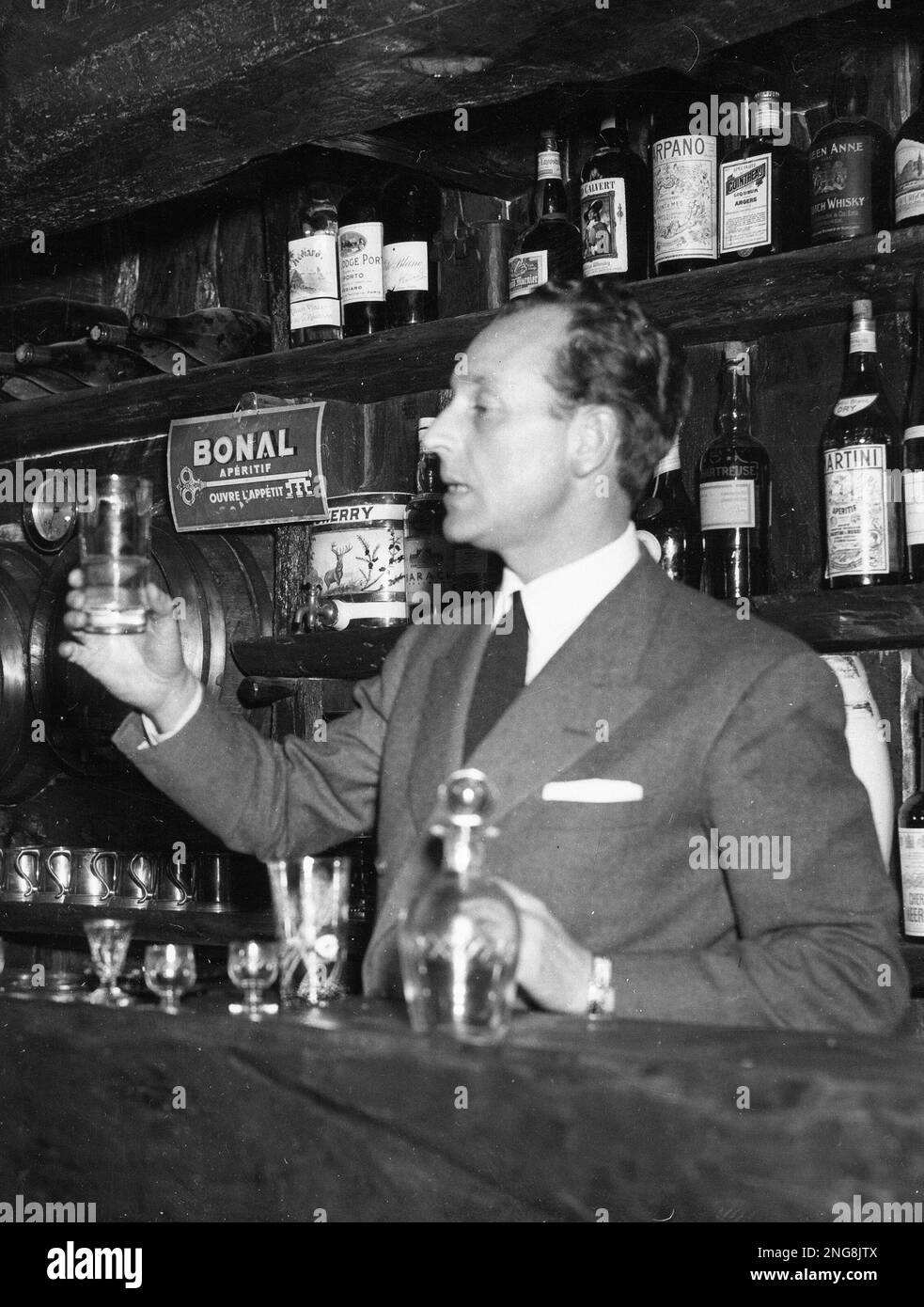 Prince Igor Troubetzkoy, at the bar in his home in Moulin De L'Araye ...