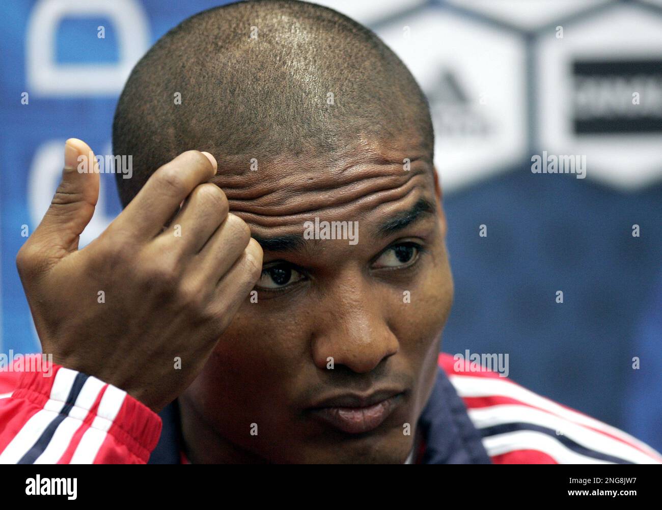 France's national soccer team player Florent Malouda gestures during a ...