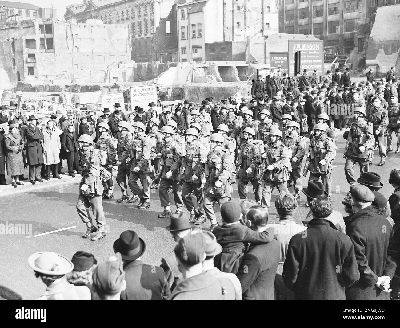 British Paratroopers, marching in the "Wings For Victory" procession ...