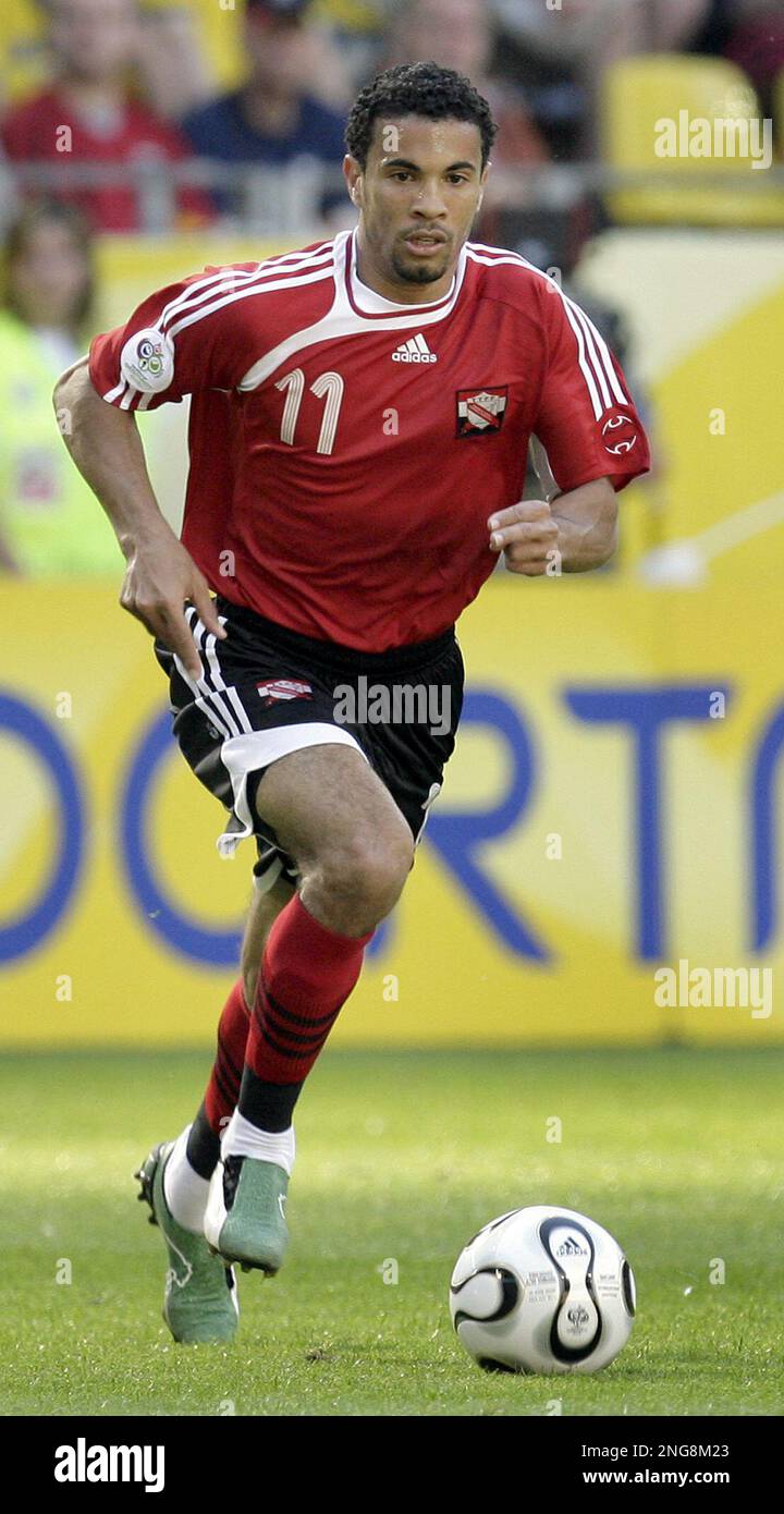 FOR ARCHIVE *** Trinidad and Tobago's Carlos Edwards plays the ball ...