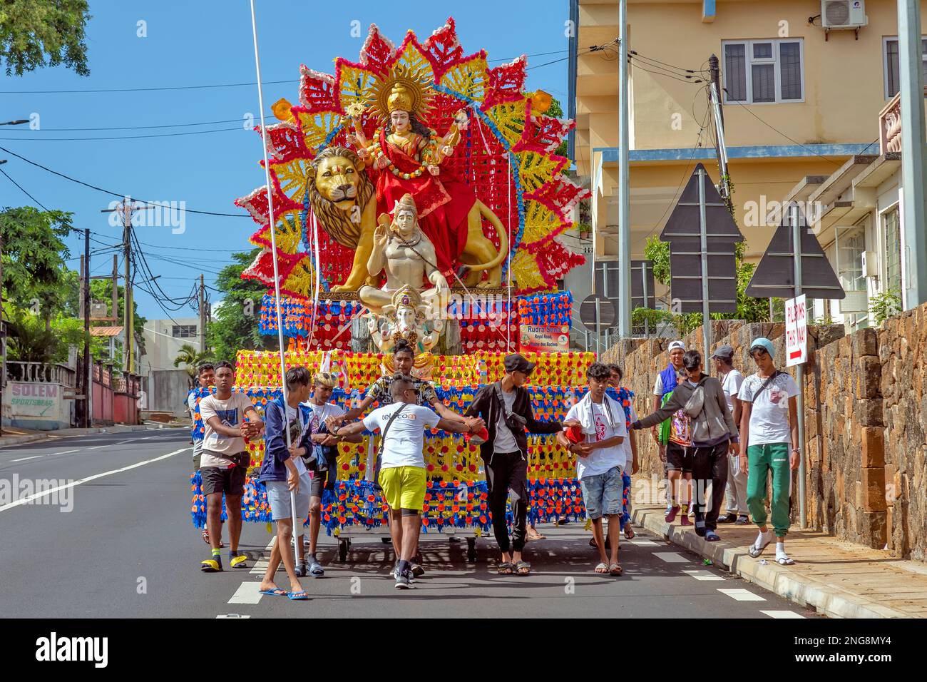 Mahashivratree pilgrims on their way to the sacred lake of Grand Bassin ...