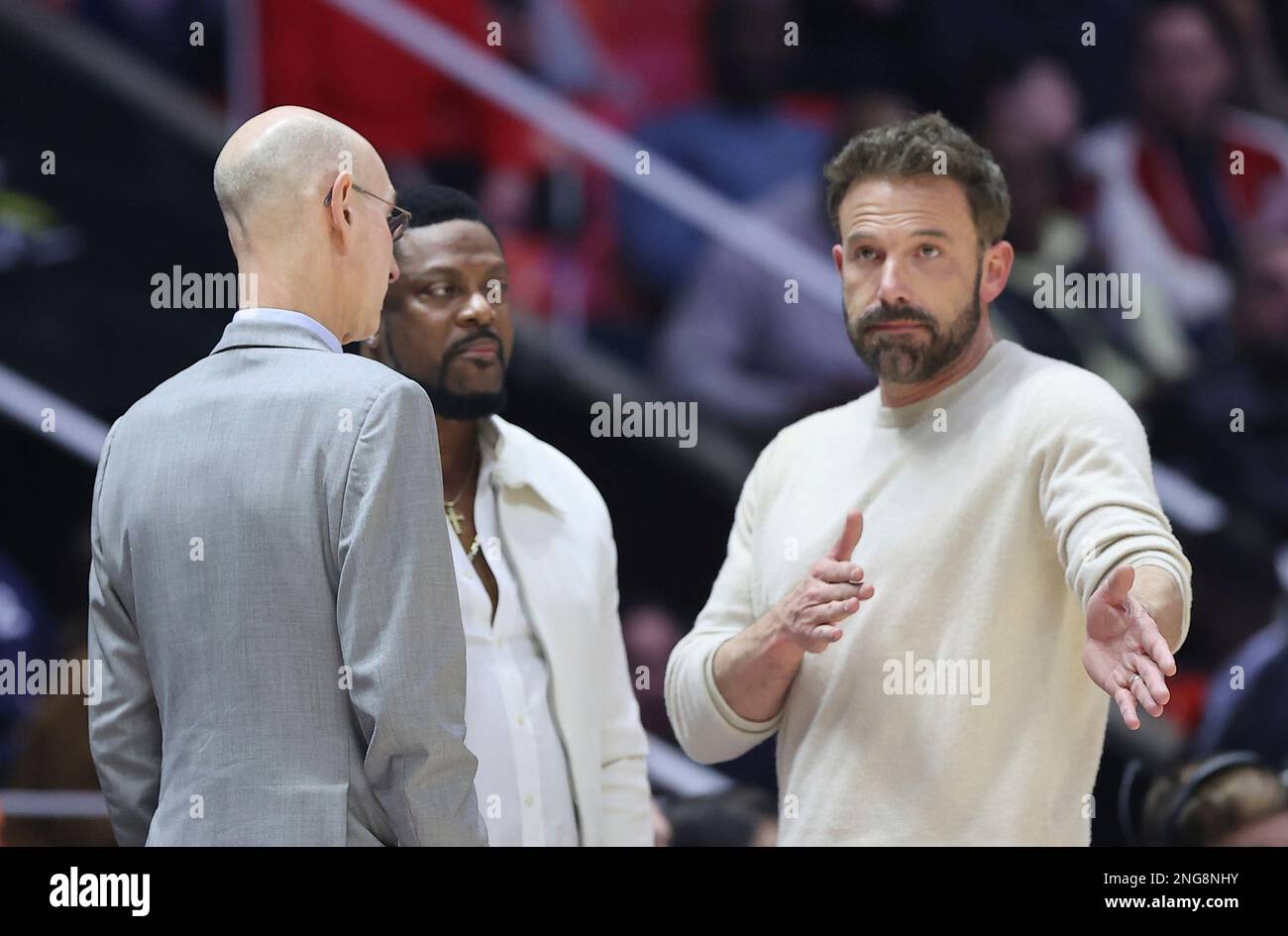 Actor, writer and director Ben Affleck, right, speaks with actor Chris ...