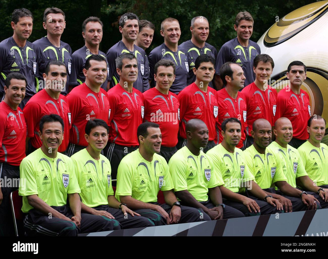 The referees of the soccer World Cup 2006 pose for a picture in Neu ...