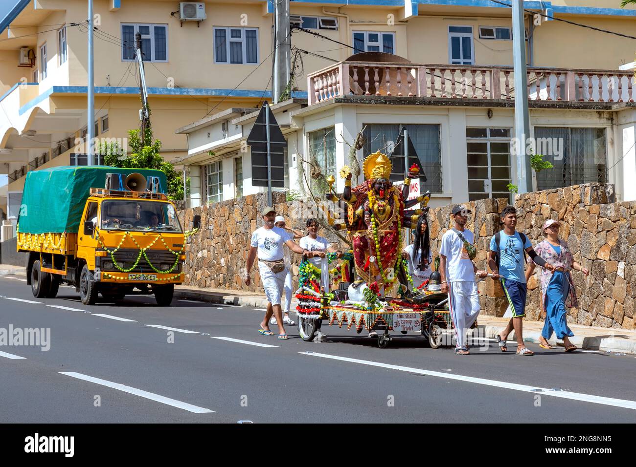 Mahashivratree pilgrims on their way to the sacred lake of Grand Bassin ...