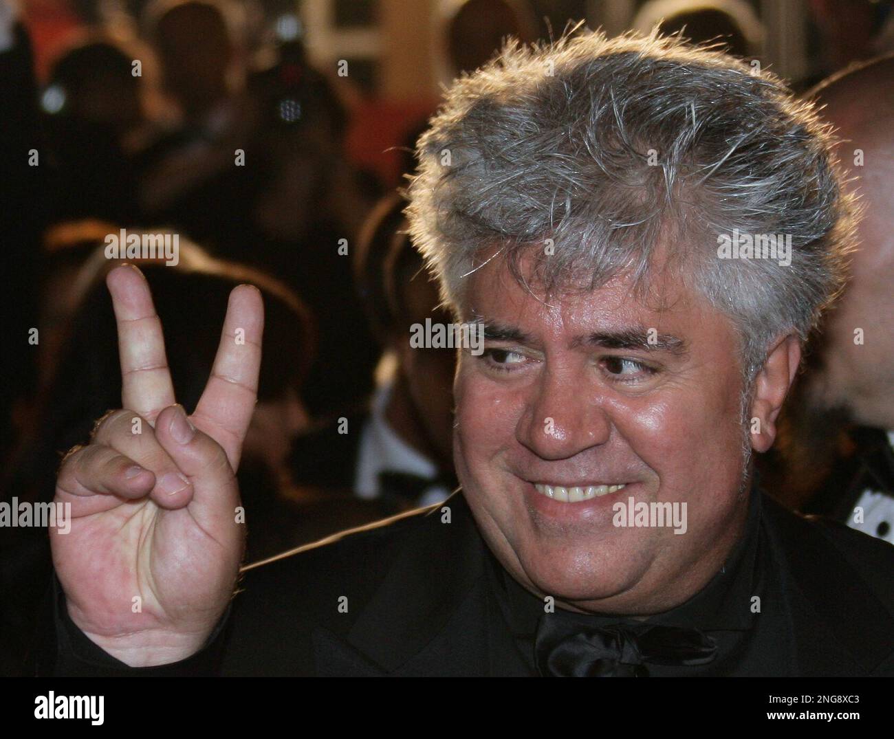 Spanish director Pedro Almodovar gestures after the screening the film ...