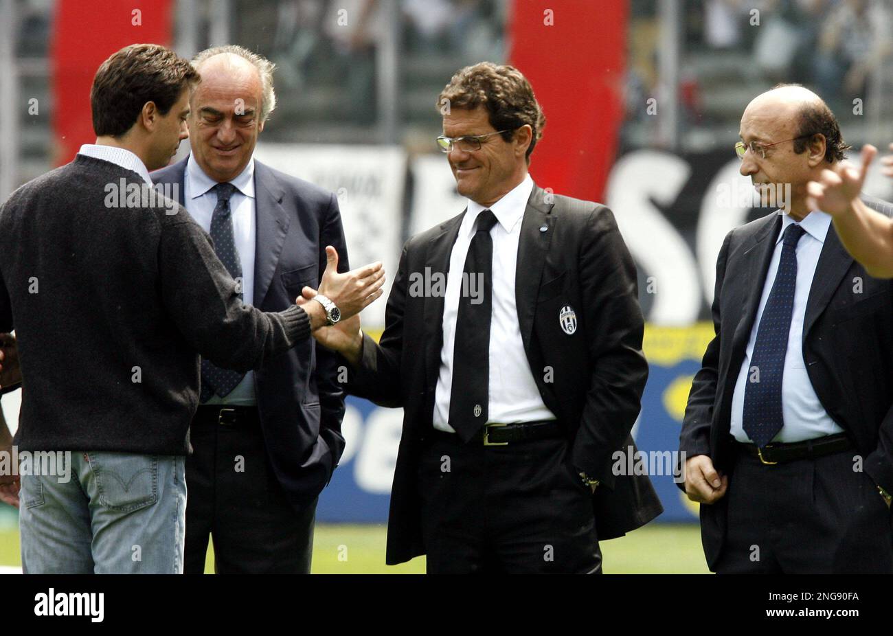 from left, Juventus' Andrea Agnelli, Antonio Giraudo, coach Fabio ...