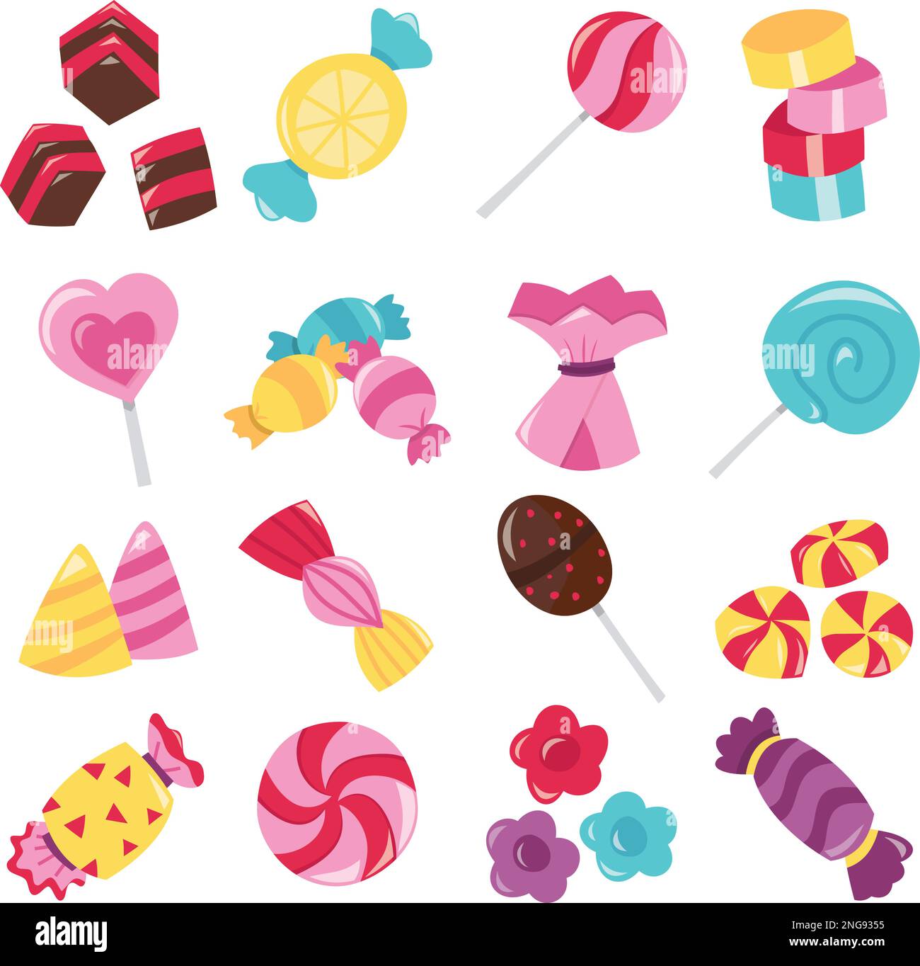 A cartoon vector illustration of super colorful cheerful candy set ...