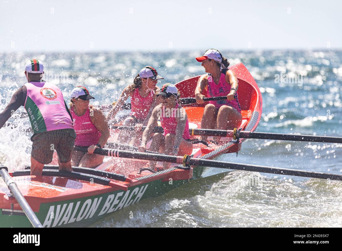Sydney Australia, traditional surfboat racing at Collaroy beach, womens ...
