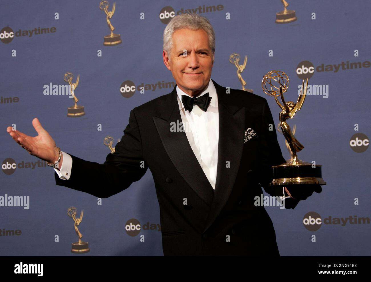 Alex Trebek holds the award for outstanding game show host, for his ...