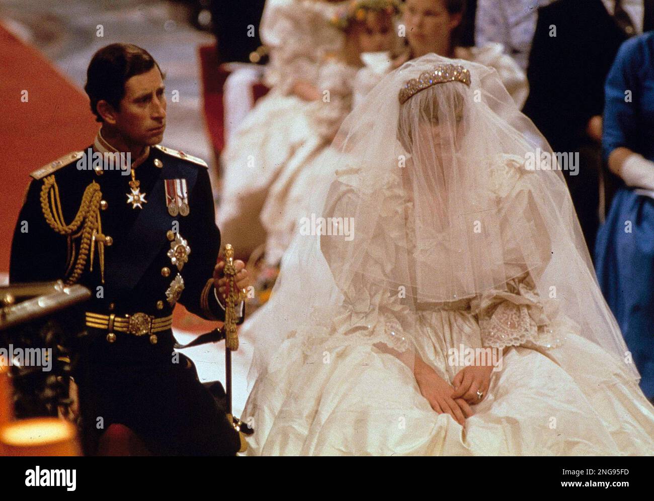 Prince Charles and Lady Diana Spencer are shown on their wedding day at ...