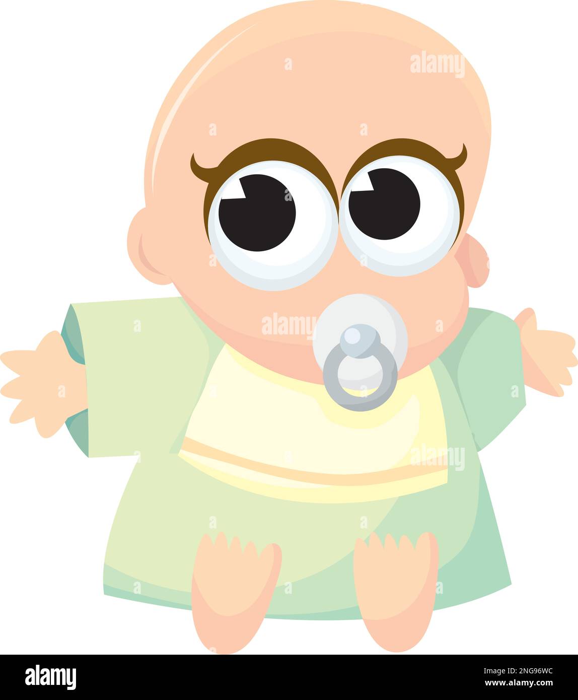 Cute cartoon baby with pacifier and bib vector illustration Stock ...