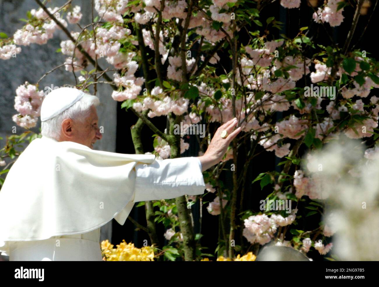 Pope Benedict XVI gives his blessing during his weekly generel audience ...