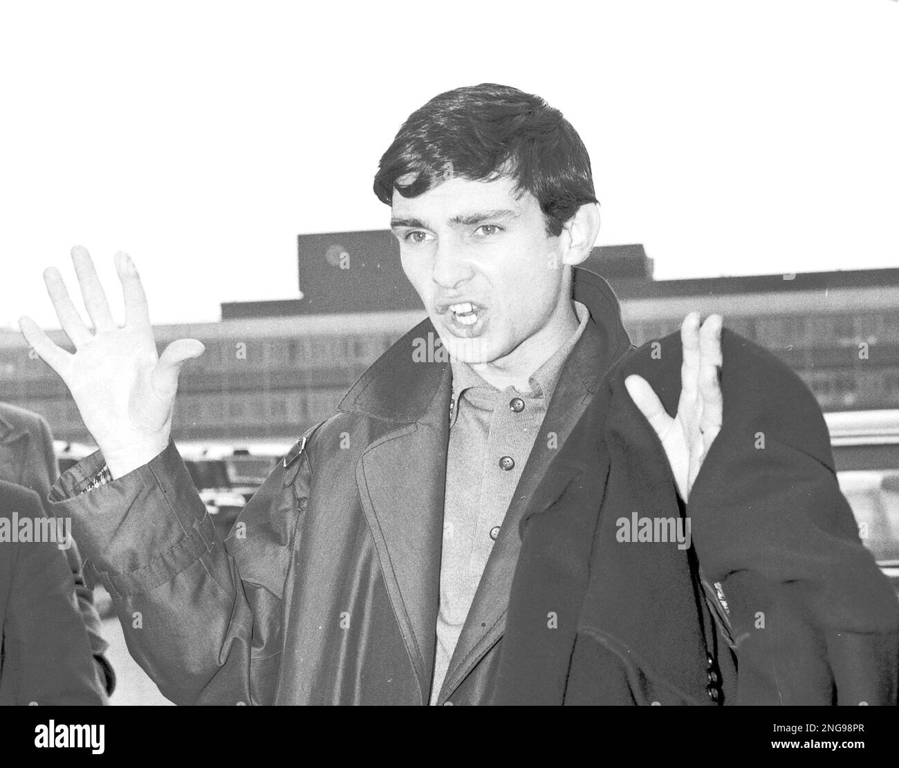 American pop singer Gene Pitney, on his arrival at London Airport for a ...