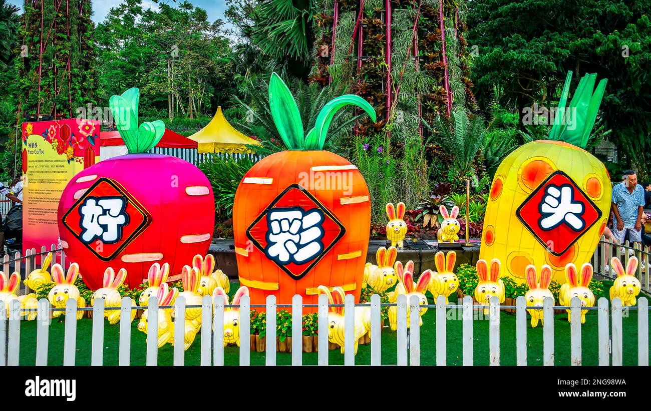 Hao Cai Tou lanterns signify good luck at River Hongbao, Gardens by the ...