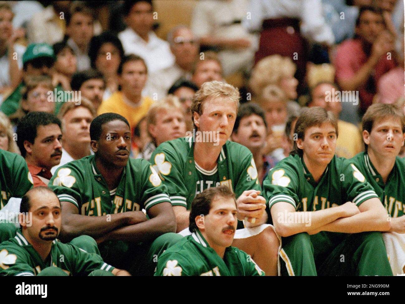 Boston Celtics Sam Vincent, Larry Bird, Conner Henry and Danny Ainge ...