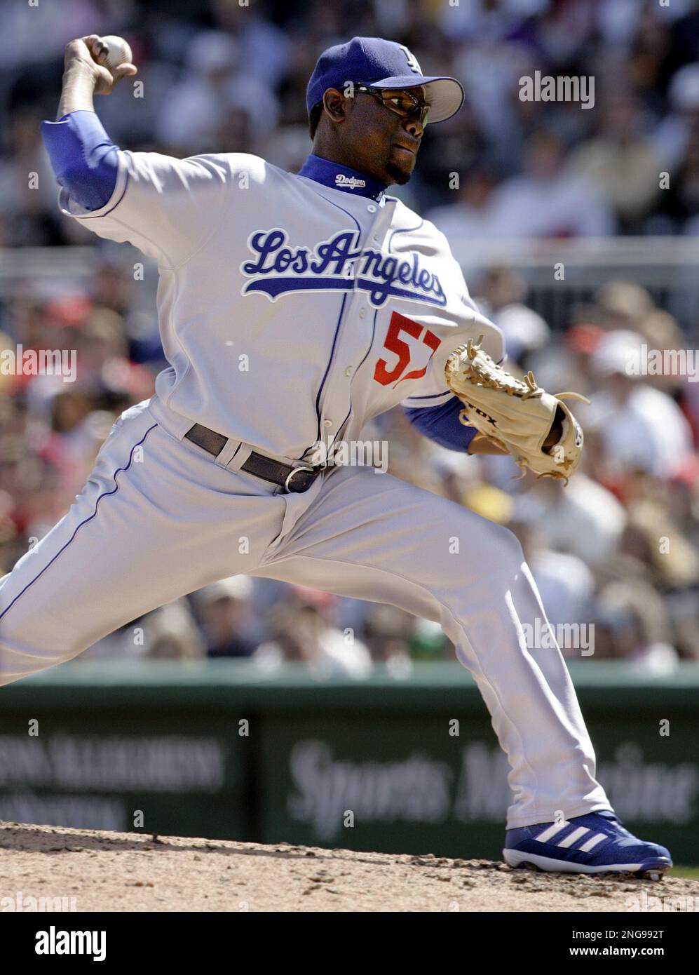Los Angeles Dodgers' pitcher Franquelis Osoria pitches against the ...