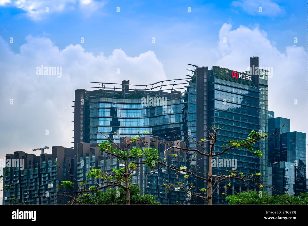 Marina One residences building with clear blue sky. Marina One ...