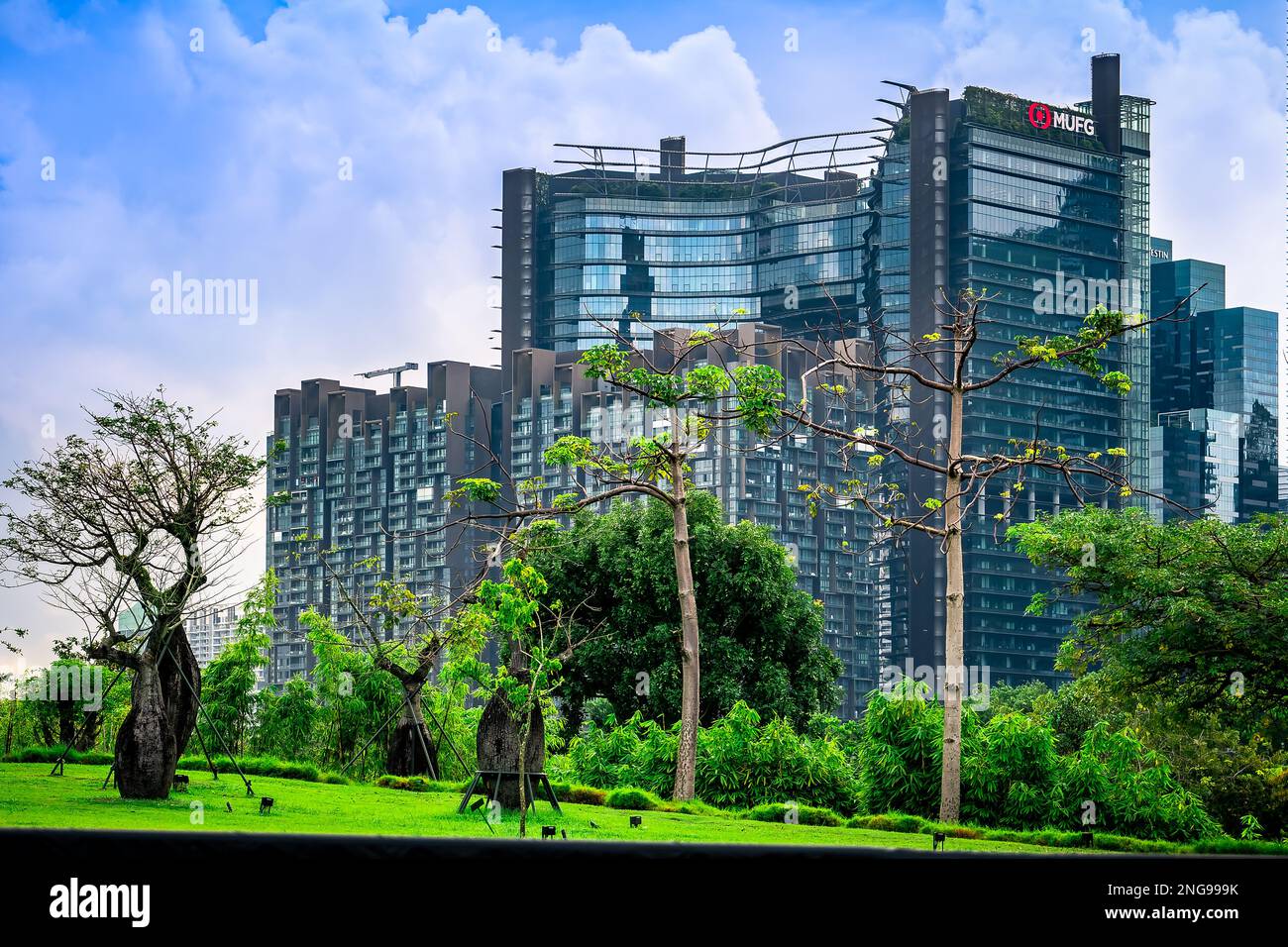 Marina One residences building with clear blue sky. Marina One ...