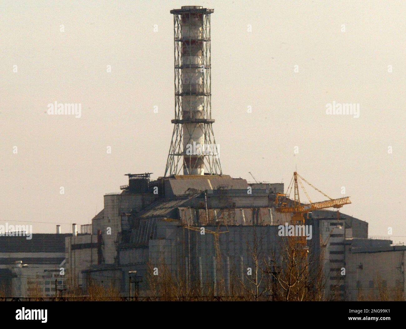 View on Monday, April 10, 2006, of the crumbling sarcophagus that ...