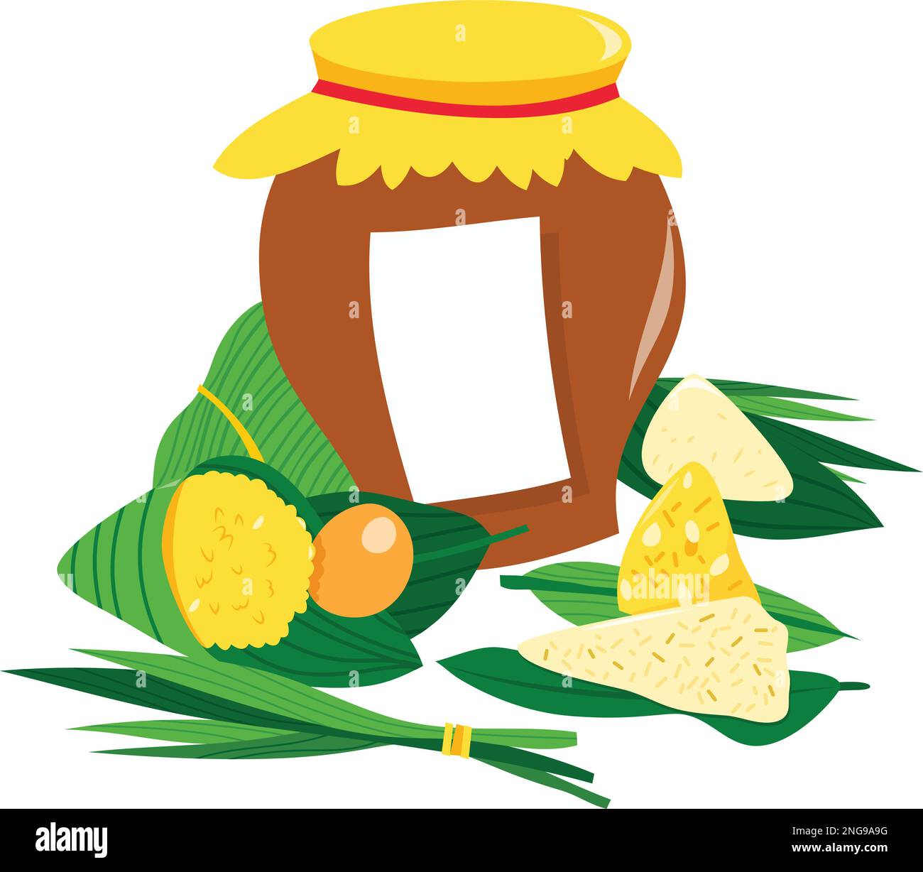 A cartoon vector illustration of the making of chinese rice dumplings ...