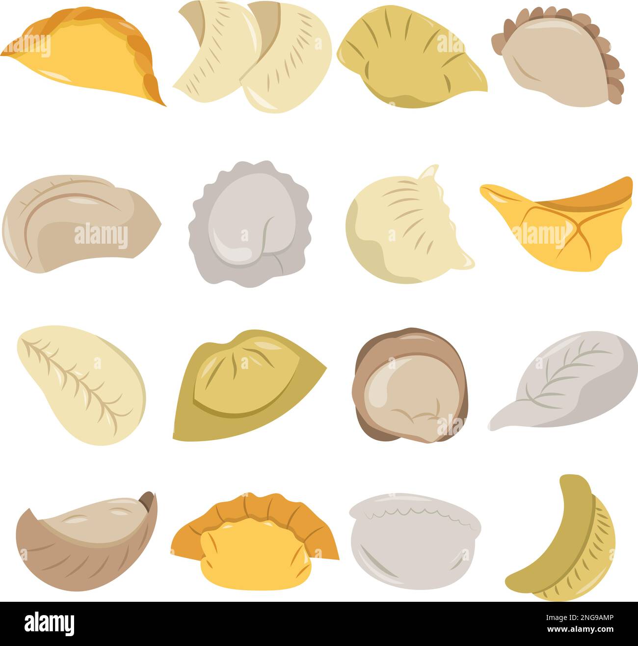 A cartoon vector illustration of 16 various chinese dumplings set Stock ...
