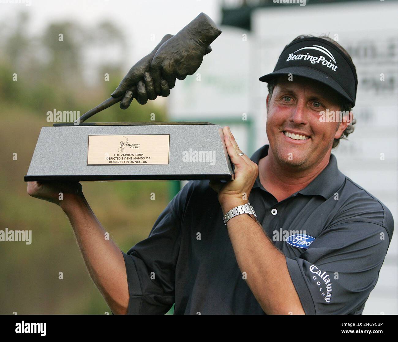 Phil Mickelson poses with the trophy after winning the BellSouth ...
