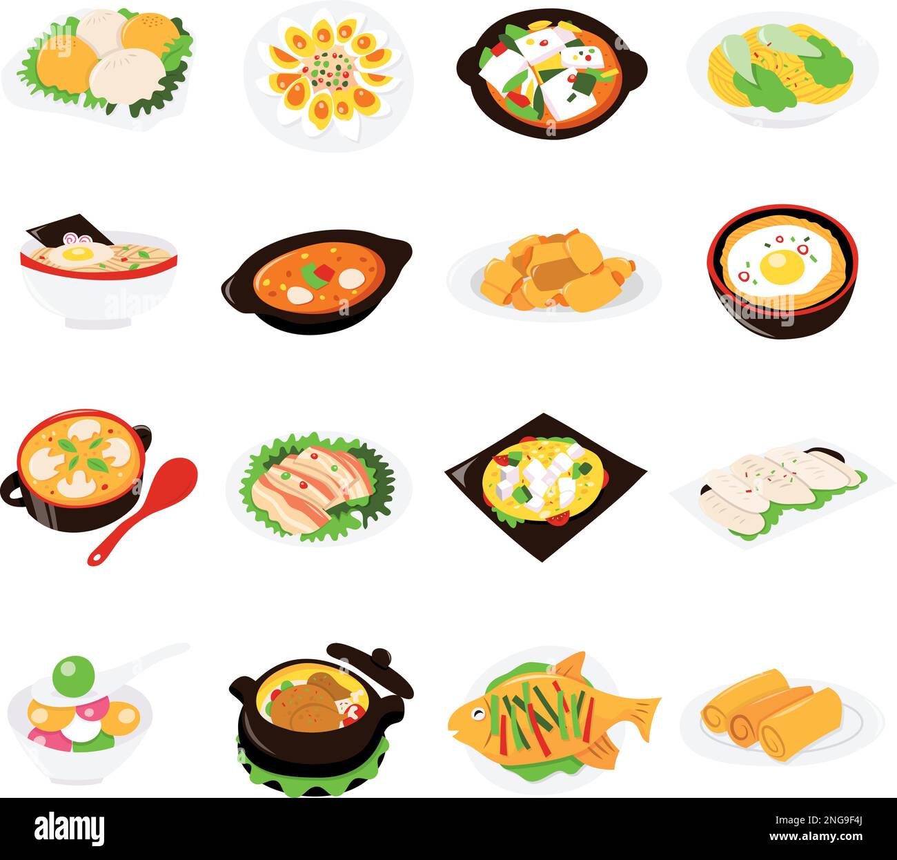 A cartoon vector illustration of asian cuisine set Stock Vector Image ...