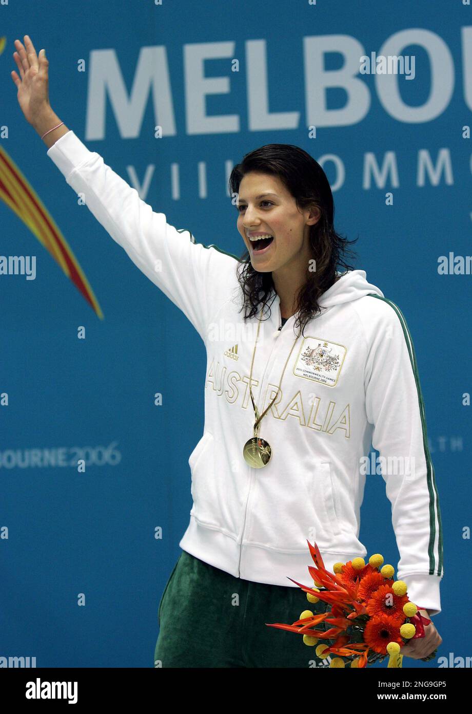 Australia's Stephanie Rice the gold medal winner waves during medal ...