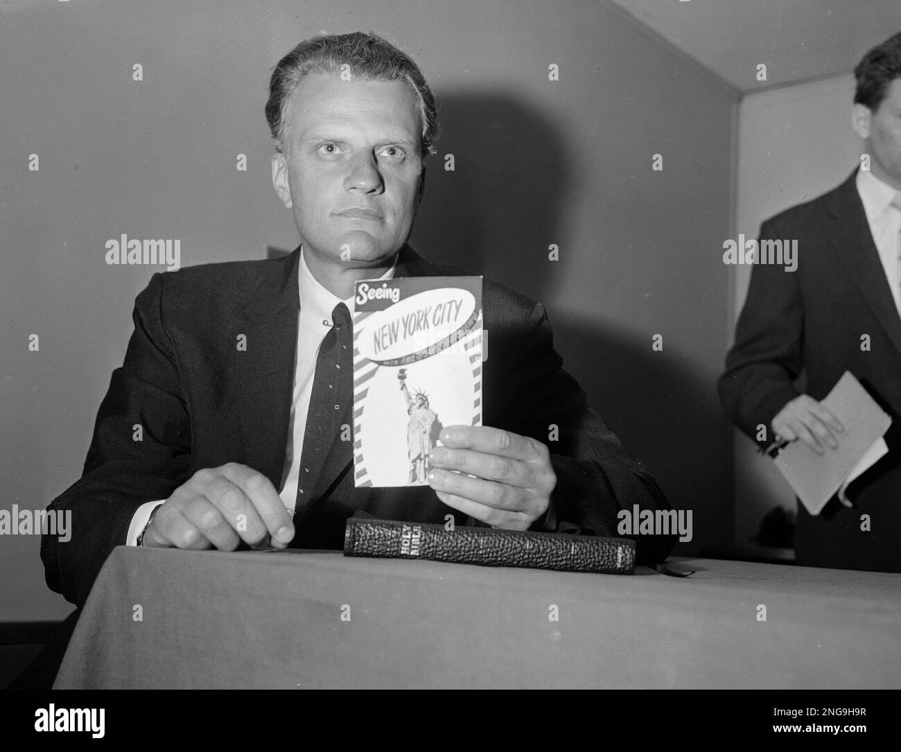 Evangelist Billy Graham is seen at a press conference at the New Yorker ...