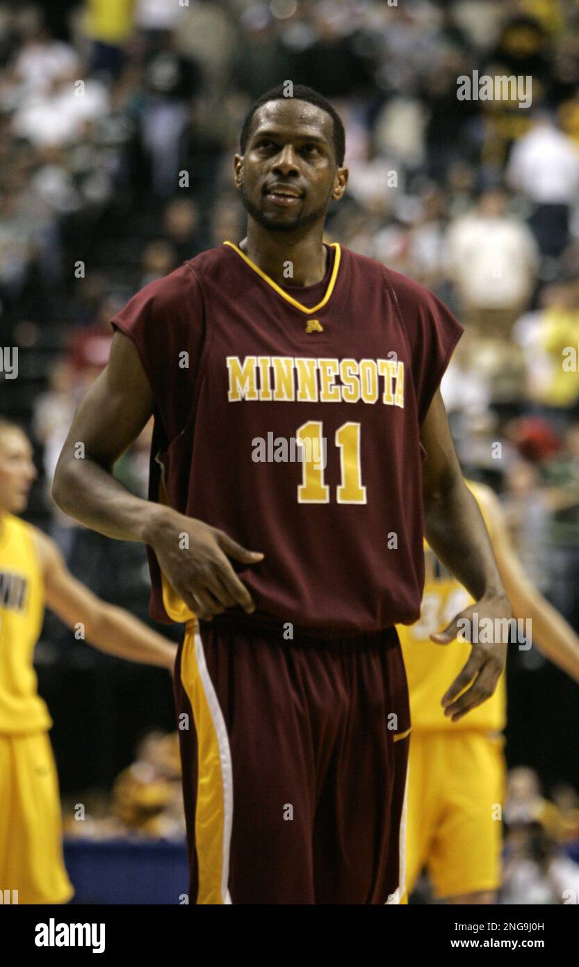 Minnesota guard Maurice Hargrow (11) reacts during the game against ...
