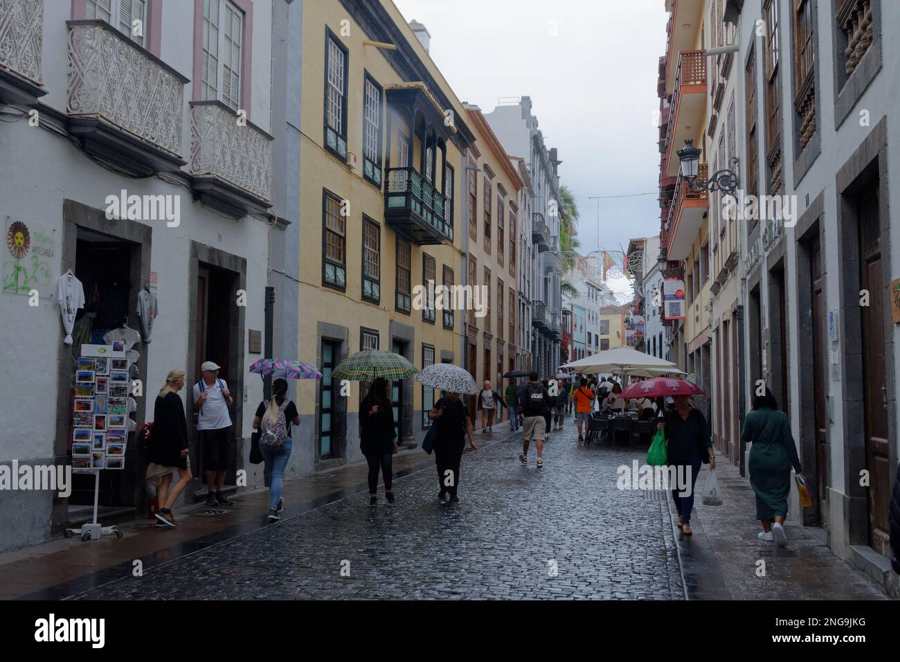 Pedestrian Street in Santa Cruz de La Palma - people shopping and ...