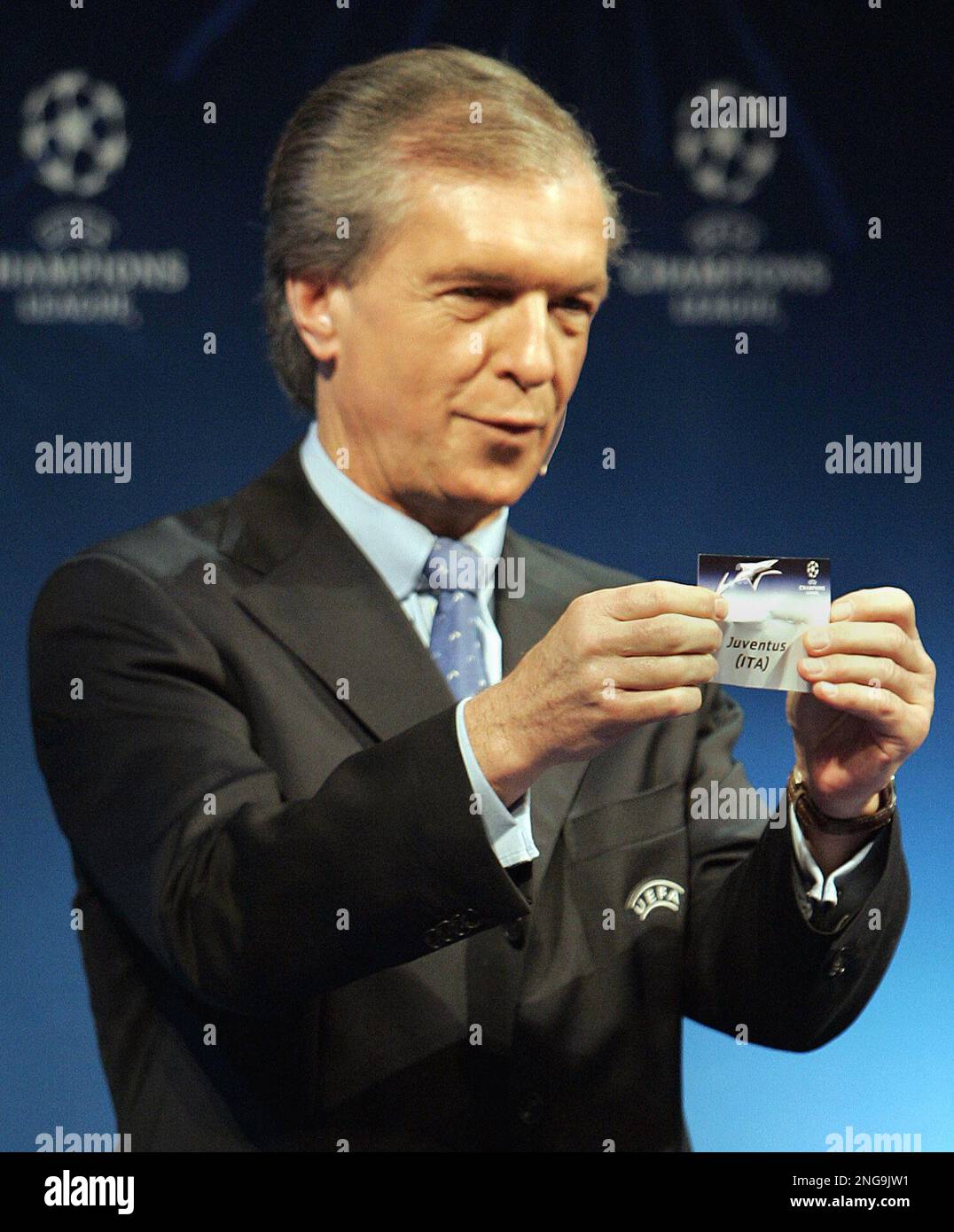 UEFA executive Friedrich Stickler shows the draw for Juventus during ...