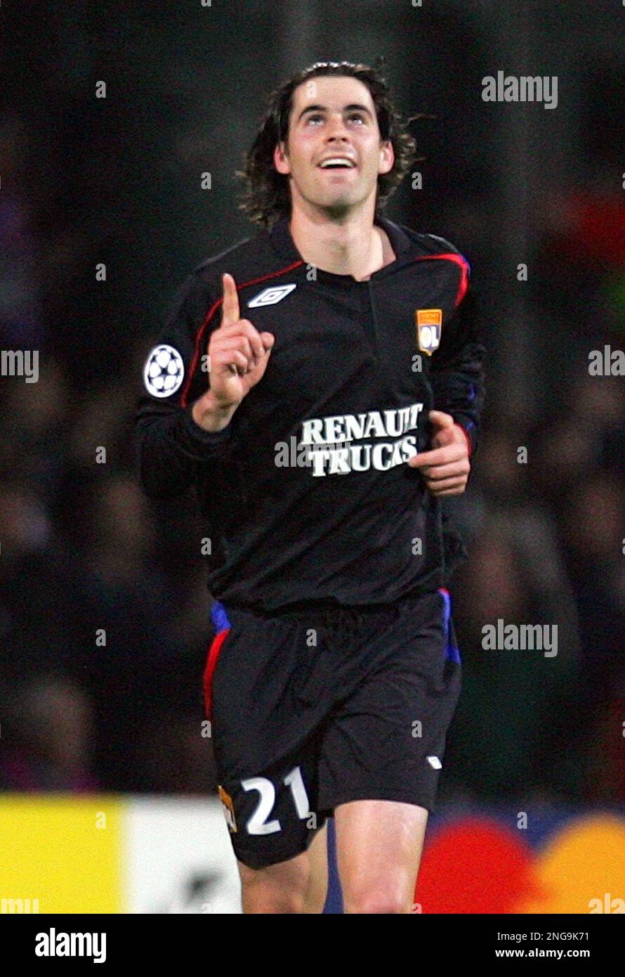 Lyon player Tiago celebrates after scoring the second goal against PSV ...